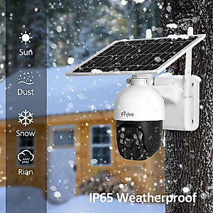 FIYEE Non-WiFi 4G Cellular Security Camera Wireless Outdoor Solar Powered, 1080P HD Spotlight Color Night Vision, 2-Way Talk, Cloud Sotrage, Include 64GB TF Card