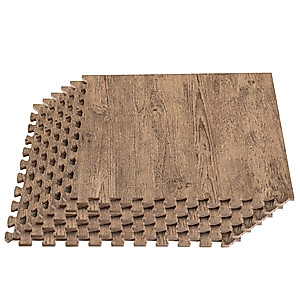 We Sell Mats Forest Floor Farmhouse Collection 3/8 Inch Thick Printed Wood Grain Mats, 24 in x 24 in, Barnwood Brown