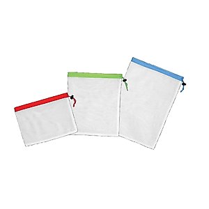 Reusable Produce Bags (Set of 6) Machine washable Breathable mesh design - Transport, Store & Organize Fruits and Vegetables | Color-Coded, Washable, Durable