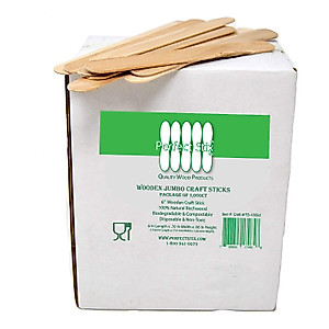 Perfect Stix Craft WTD-1000 Jumbo Craft Sticks, 0.1" Height, 0.6" Width, 6" Length (Pack of 1000)