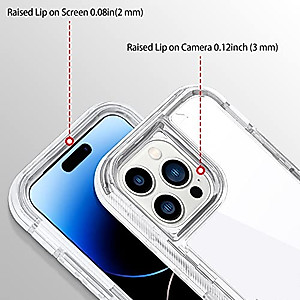 WOLLONY for iPhone 14 Pro Max Clear Case for Men Women 3 in 1 Hybrid Hard Bumper Soft OutLayer Protective Cover Shockproof Anti-Fall Heavy Duty Protection Transparent Cover for iPhone 14 Pro Max 6.7