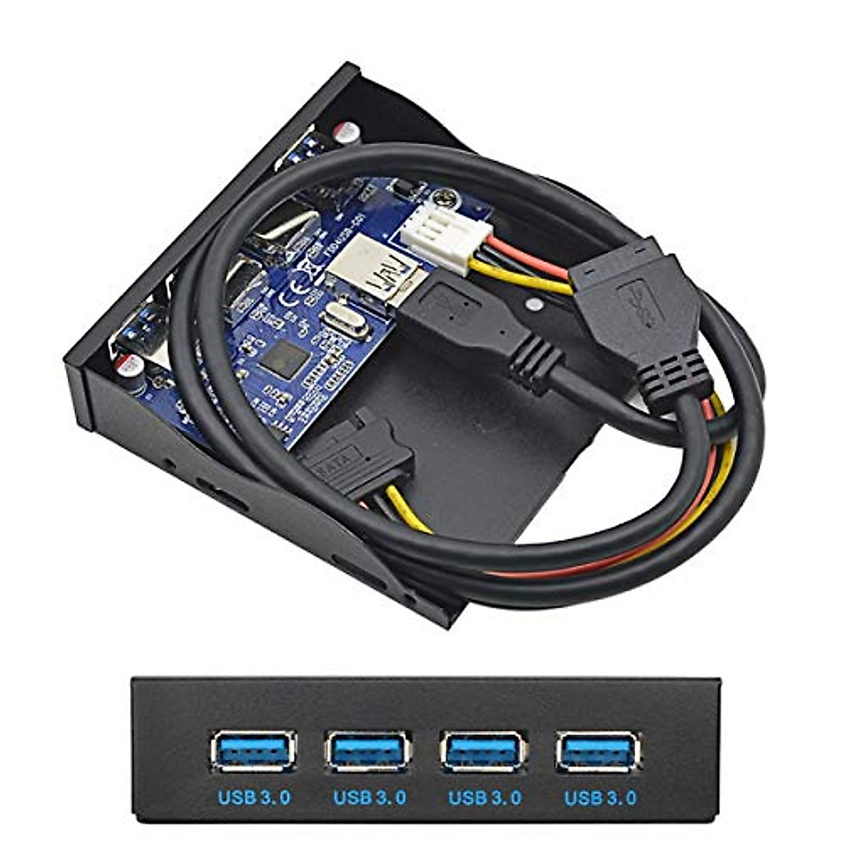 Cablecc USB 3.0 HUB 4 Ports Front Panel to Motherboard 20Pin Connector Cable for 3.5" Floppy Bay