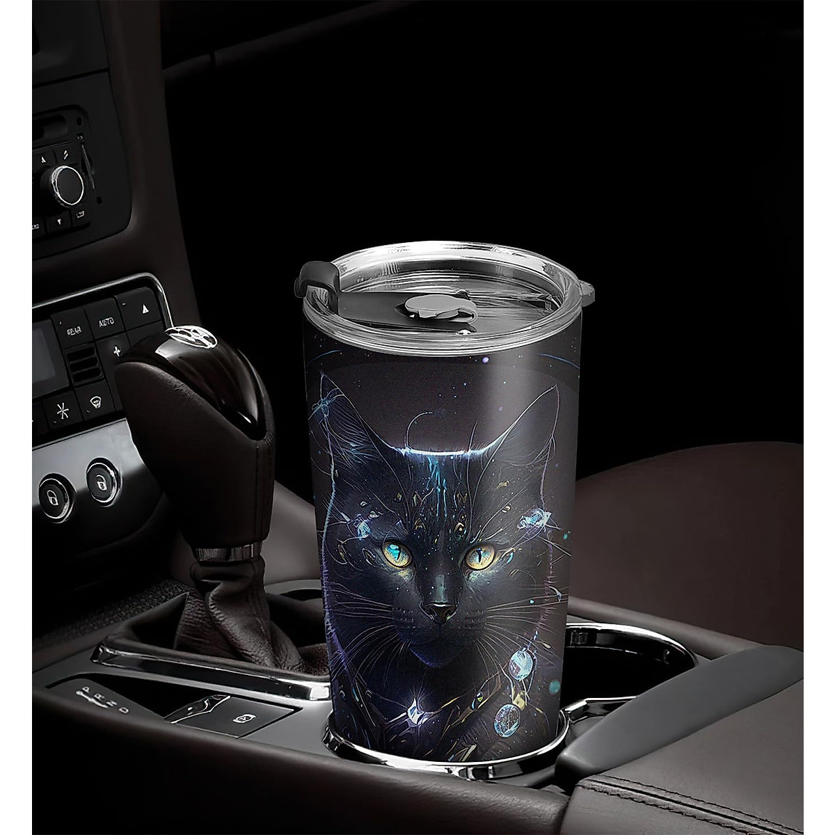 20oz Mythical Fantasy Starry Cat Tumbler, Gifts for Cat Lovers, Coffee Thermos for Women, Stainless Steel Double Wall Vacuum Insulated Coffee Mug, Travel Cup with Lid