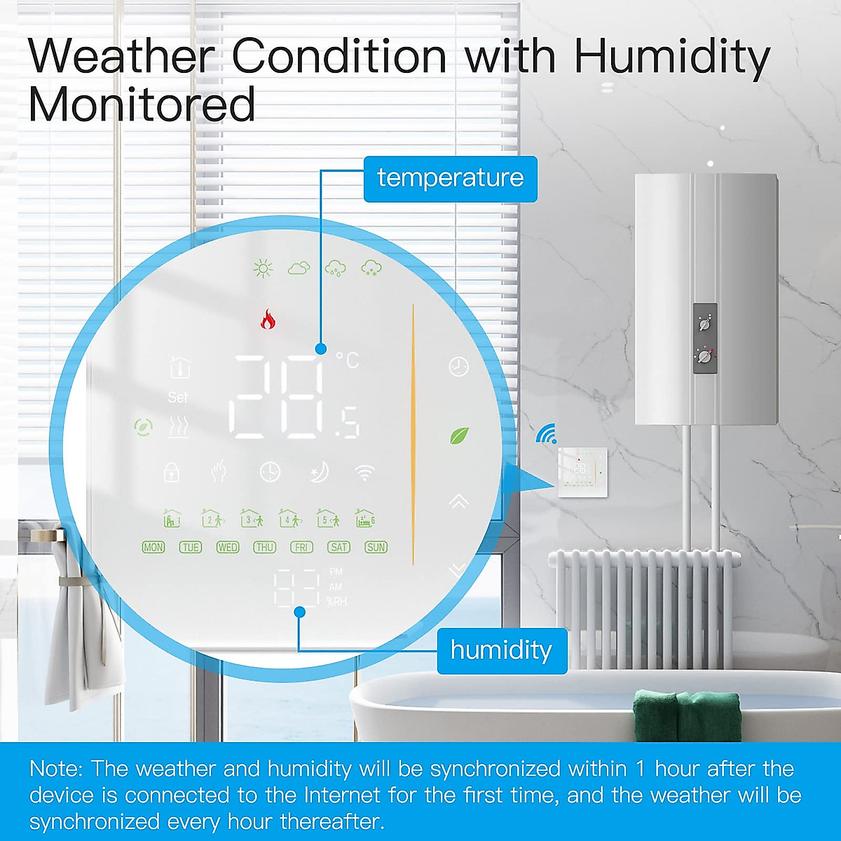Intelligent Temperature Control,Smart Thermostat for Electric Floor Heating,Programmable, WIFI, APP Control,Energy Saving, Remote Access,95 240V, White