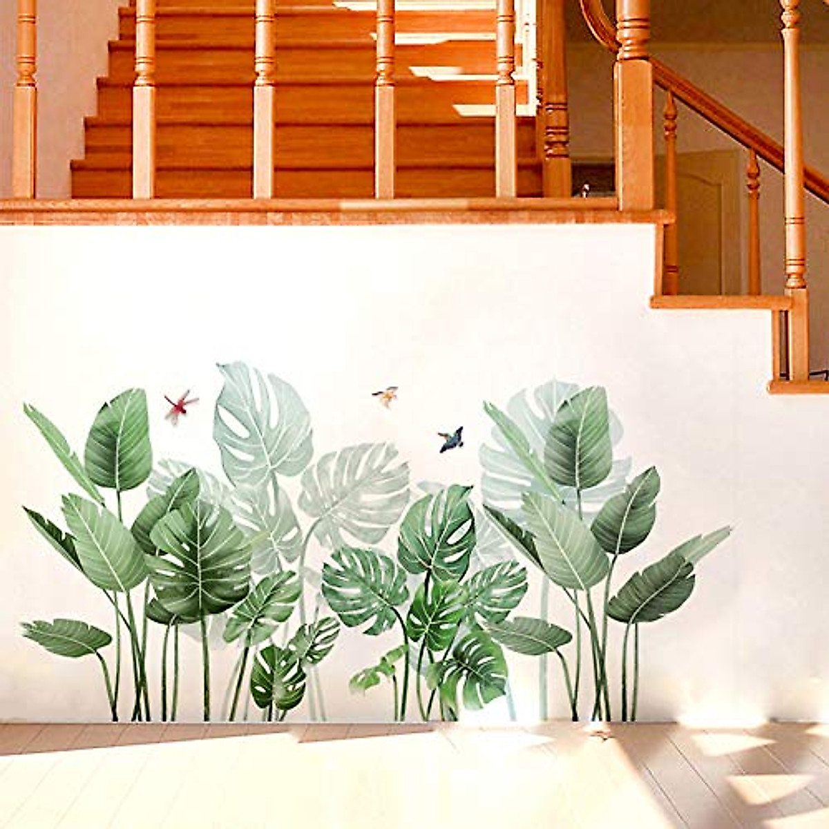 Leaf Wall Sticker Wall Decals Palm Tree Wall Decals Green Leaves Wall Paper Evergreen Removable Decal Peel and Stick Giant Painterly Ivy Peel and Stick for Living Room Bedroom Nursery Room