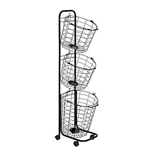 Lomani 3-layers laundry basket on wheels, laundry storage and organizer, cloth basket cart, organizer cart for clothes-BK