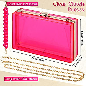 Jadive 4 Pcs Women Acrylic Purse Clear Clutch Bag Evening Purses for Wedding Vintage Handbag Retro Earrings Bracelet Jewelry Set (Pink)