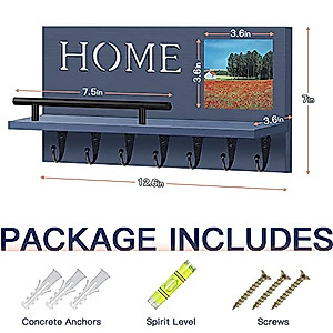 B BEAUTYBABY Key Holder for Wall Mail Organizer Wall Mount with Photo Frame 6 Key Hooks Decorative Farmhouse Hanging Key Rack Home Decor for Entryway or Mudroom