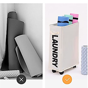 Dinling 23" Laundry Basket with Wheels, Portable Sorter Dirty Clothes Hamper for Laundry Room Organization, Laundry Room Storage (Brown)