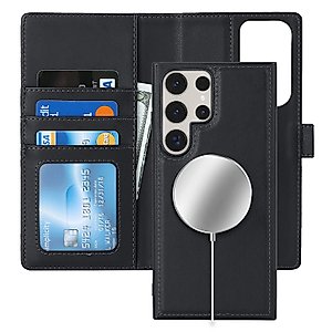 Ｈａｖａｙａ for Samsung Galaxy S23 Ultra Case Wallet magsafe Compatible Galaxy S23 Ultra Wallet case with Card Holder Detachable Magnetic flip Leather Cover for Men and Women-Black