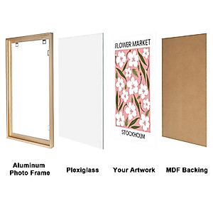 16x24 Poster Frames, Plexiglass, Aluminum Snap Frame, Front-loading Frame for Wall (Matte Gold, 1pcs)