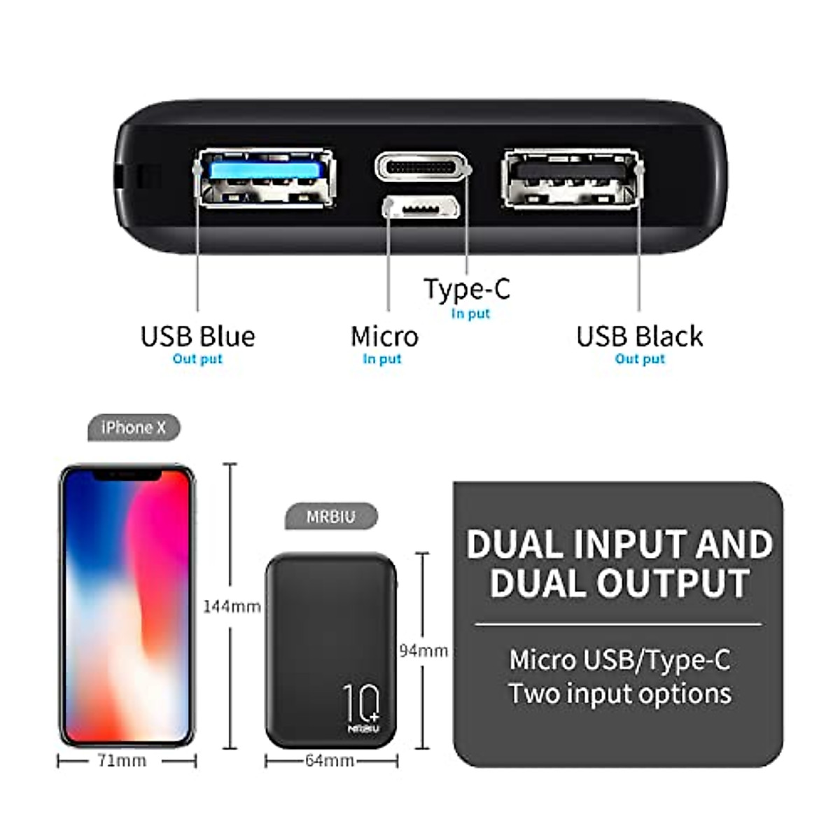 MRBIU 5v 2a Heated Vest Battery Pack,Micro Power Bank 10000mah for Heated Jacket,Dual USB LCD Display Portable Charger,External Battery for iPhone, Android etc.