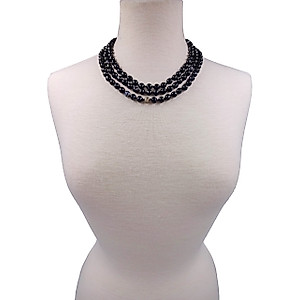 MGR 60-Inch Faceted Black Onyx Endless Infinity Long Beaded Necklace or Multi Strand Beaded Necklace.