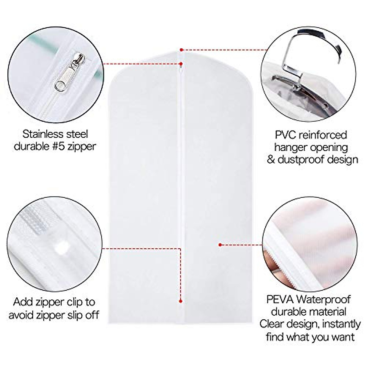 AIDBUCKS Garment Cover Garment Bag Clothes Protector Lightweight Clear Suit Bag (Set of 10) PEVA Breathable Dust Cover for Closet Clothes Storage & Travel