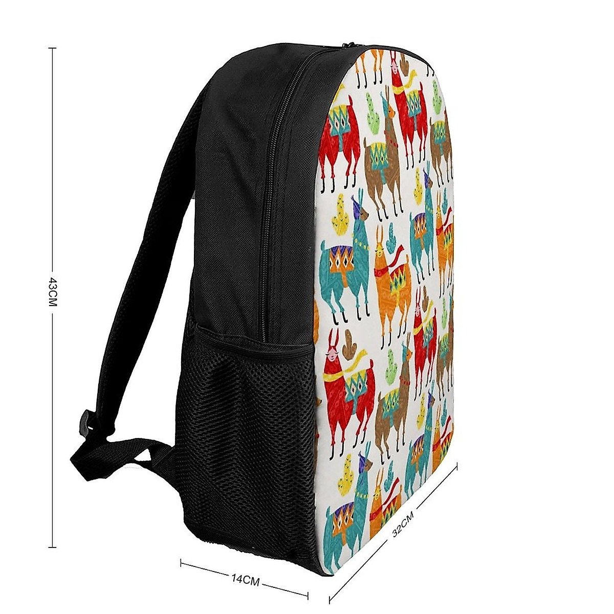 Alpaca and Llamas Travel Backpack Casual 17 Inch Large Daypack Shoulder Bag with Adjustable Shoulder Straps