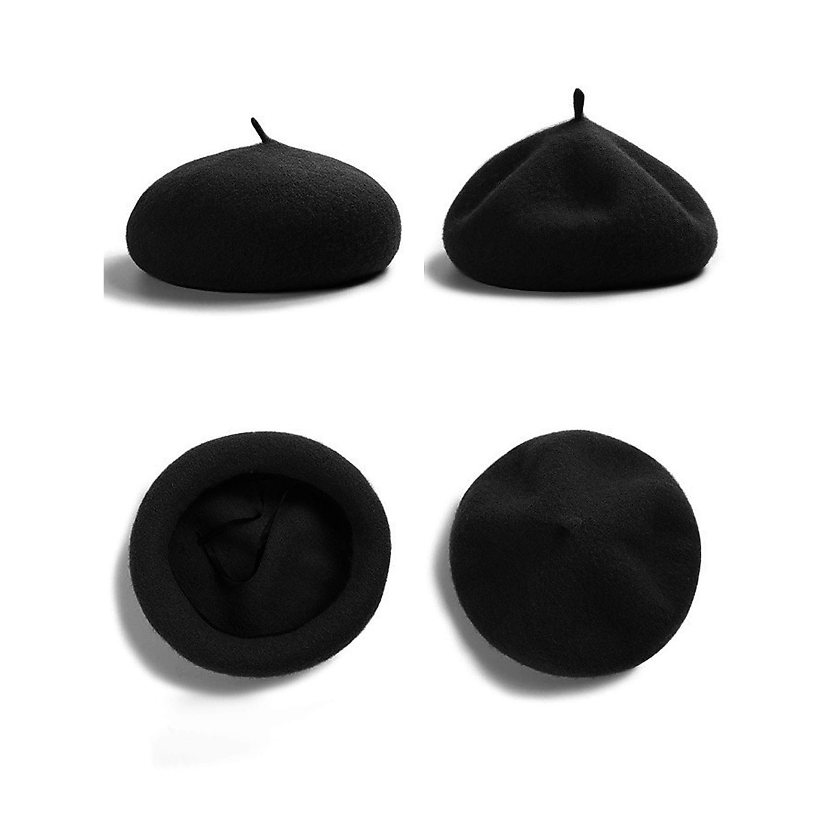 Trounistro 4 Pack Beret Hat French Beret Cap Winter Fashion Solid Color Hat for Women Girls Lady (Color Set 1)