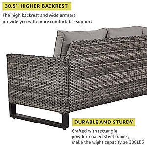 HUMMUH 7 Piece Patio Furniture Set Outdoor Sectional Sofa,High Back Patio Swivel Rocker Chairs with Ottomans Coffee Table for Porch,Garden,Backyard