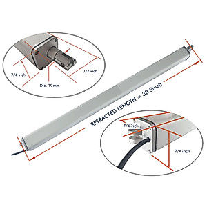 SOViK 12V DC 30 inch Stroke Linear Actuator Electric Cylinder with Mounting Brackets Max Force 150 pounds Speed 3/5" per sec Square Tube 7/4"(W) x*7/4"(H) (Solid Shaft End)