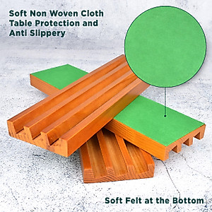 Queensell Domino Holders for Classic Board Games - Wooden Domino Racks Set of 4 - Mexican Train Dominoes Accessories - Domino Trays for Tiles Family Games (Large)