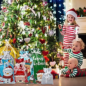 Lusy DM 40 Pcs Christmas Gift Wrapping Bag Christmas Wrapping Bag Assorted Size Goody Bags Treat Bag for Christmas Holiday Presents Party Favor (11 Design, 6 Size)