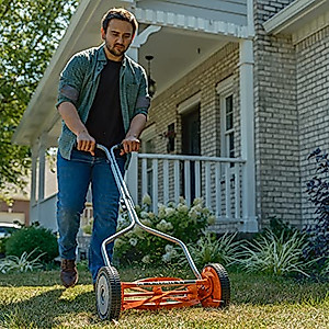 American Lawn Mower Company 1204-14 14-Inch 4-Blade Push Reel Lawn Mower, Red