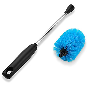 MOSOLAN Stainless Steel Bottle Brush, 2 Pack Long Handle Water Bottle Scrubbing Brush with Removable Head, Built for Cleaning Sports Bottles, Baby Bottles, Cups, Mugs, Glasswares, Flask, 13 in - 15 in