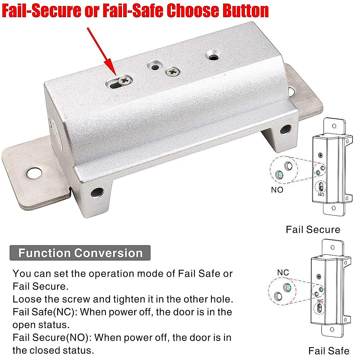 UHPPOTE ANSI Standard Heavy Duty Stainless Steel Finish Electric Strike Door Lock for Access Control Cylindrical Locksets - Input Voltage 24VDC