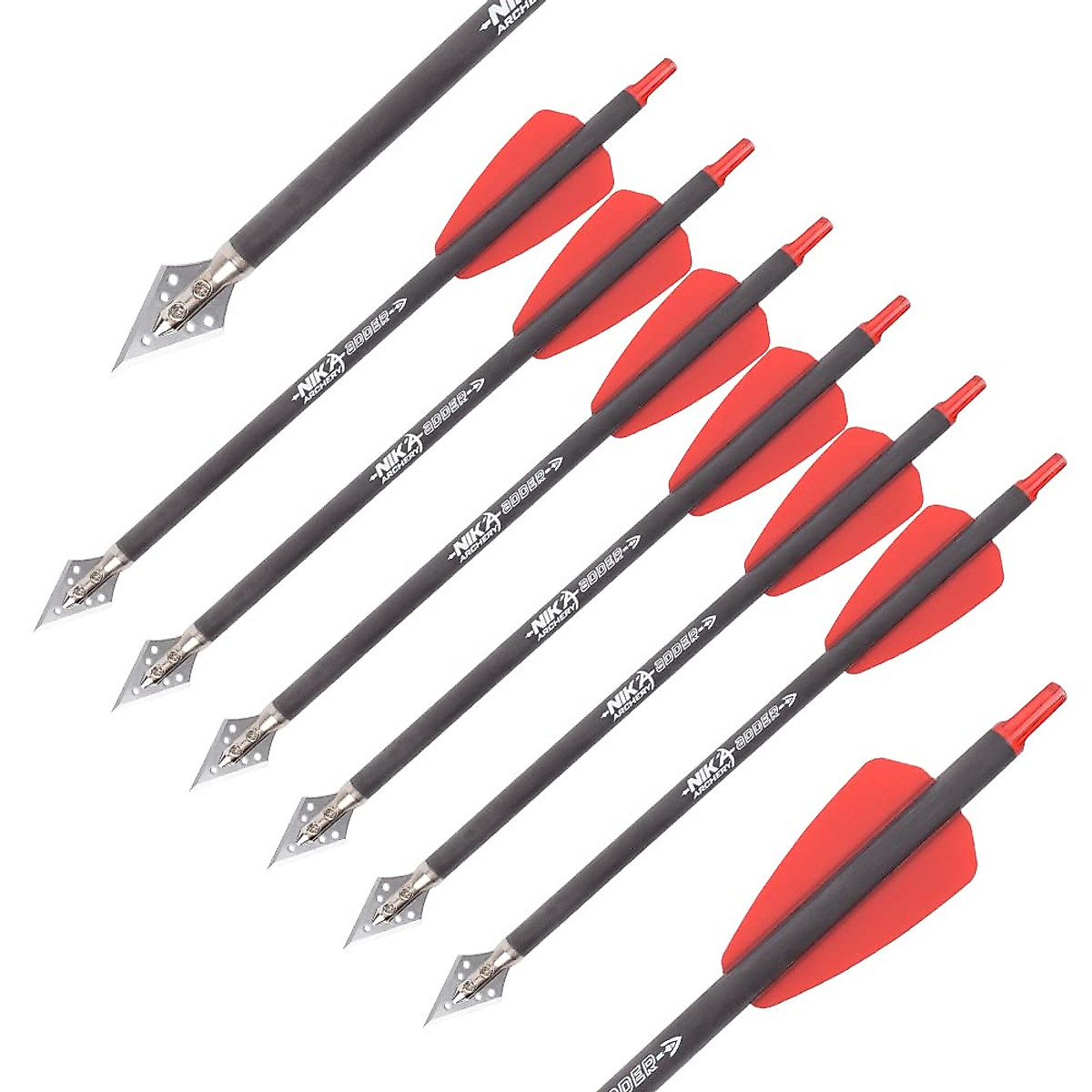 TY Archery 7.5" inch R9 Crossbow Bolts Carbon Arrows 2" Red Vanes with 100grain Broadhead for Hunting Shooting Targeting