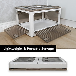 RTF Plastic Foldable Storage Box and Collapsible Storage Bin for Clothes 2 Pack, Blankets, Toys, and Camping Accessories, Heavy-Duty Pop-Up Stackable Organizer, Rolling Wheels, 15 Gallon