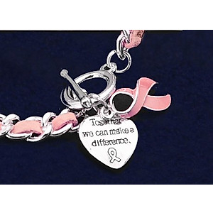 12 Pack Breast Cancer Awareness Pink Leather Rope Bracelets - Wholesale Pink Ribbon Awareness Bracelets for Breast Cancer Awareness Month