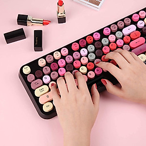 FOPETT Keyboard and Mouse Sets, Wireless, Reliable 2.4 GHz Connectivity for PC,Laptop,Smart TV and More (Black Colorful)