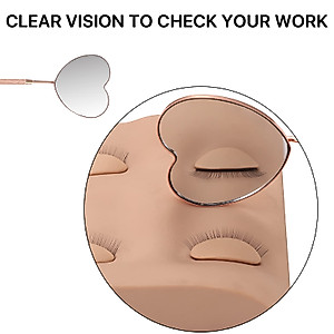 Miuffue 2.2inch Lovely Lash Mirror, Heart Shaped Detachable Stainless Steel Eyelash Mirror, Lash Mirror for Eyelash Extensions, Lash Extension Supplies and Tool for Lash Techs, Rose Gold