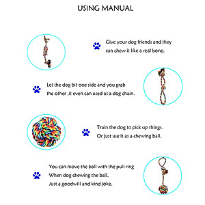 GOGOPETS Dog Chew Toys Rope - Colorful Rope Puppy Chew Toys Washable Cotton Rope Toys Set for Small Dog Puppy Pet（4 Packs/Set）