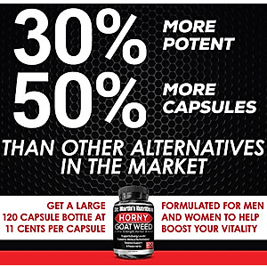 Super Strength 1590mg Horny Goat Weed 120 Capsules With Maca Arginine & Ginseng - Naturally Boost your Health, Workout Performance, Endurance & Energy, Joint Health For Men & Women (120C)