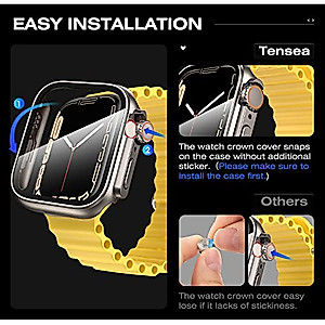 Tensea for Apple Watch Screen Protector Case Series SE 2nd SE 6 5 4 44mm【Apple Watch Ultra Style Case】, iWatch Protective Face Cover Look Like Ultra with Tempered Glass Film for Women Men (Titanium)