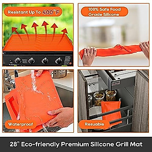 28 Inch Silicone Griddle Mat for Blackstone,Food Grade Griddle Buddy Mat for Blackstone Griddles Grill Outdoor,400°F Heat Resistant/Reusable/Easy to Clean, All Seasaon Cooking Protective