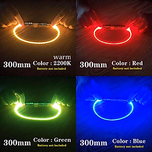 DC3V 130/300mm Flexible Filament LED Filament Edison Bulb LED Bead Diodes Light Accessories,Warm Light,2200K(300mm,red)