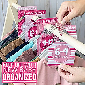 6 Baby Closet Size Dividers Baby Girl - Pink Baby Closet Dividers by Month, Baby Closet Organizer for Nursery Organization, Baby Essentials for Newborn Essentials Baby Girl, Nursery Closet Dividers