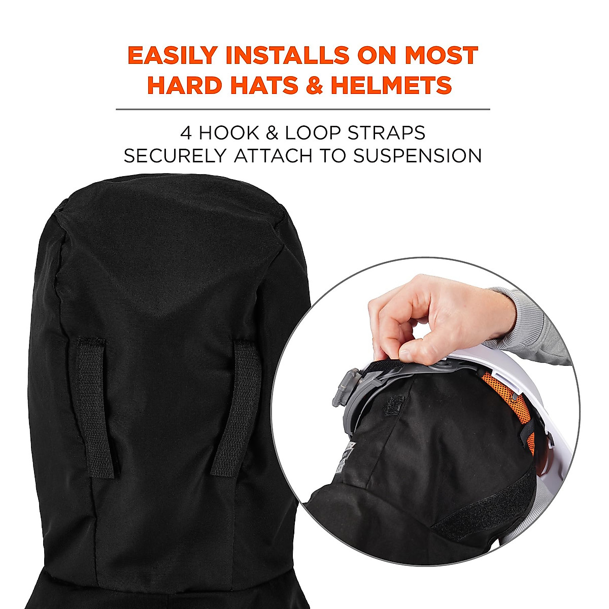 Ergodyne mens Shoulder Length Hard Hat Liner, Black, One Size US, 1 Count (Pack of 1)