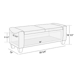 CHITA Storage Ottoman Bench, 51 Inch Long Large Oversized Ottoman Bed for Bedroom Living Room Hallway, Faux Leather in Saddle Brown