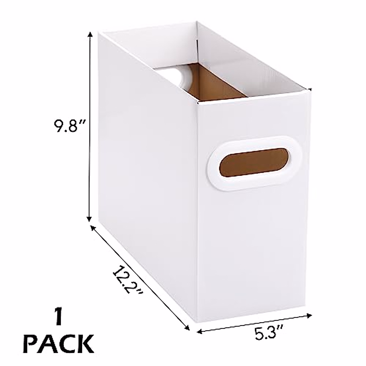 EOOUT 1 Pack White File Organizer Cardboard File Box for Letter Size Foldable Hanging File Folder Storage Hanging File Organizer with Handles for Office Home School
