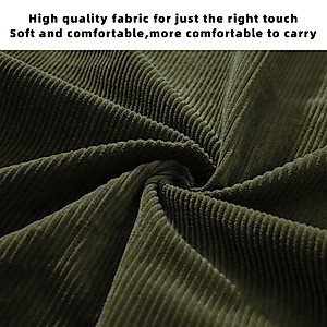 KALIDI Large Totes Bag Women Corduroy Shoulders Handbag Lightweight Shopping Purse with Zipper Pockets, Green