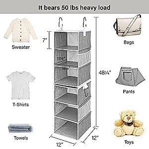 StorageWorks 6-Shelf Hanging Closet Organizers, 3-Pack Large Closet Organizers with Handles