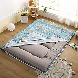 YUDACHU Futon Floor Mattress Cover with Zipper, Cotton Japanese Futon Cover Twin Size, Machine Washable Soft Skin-Friendly Tatami Mattress Cover for Dust Protection