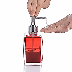 Yueranhu Red Bathroom Accessories Set, 4-Pieces Acrylic Bathroom Accesory Set Decor Gift - Toothbrush Holder, Toothbrush Cup, Soap/Lotion Dispenser, Soap Dish