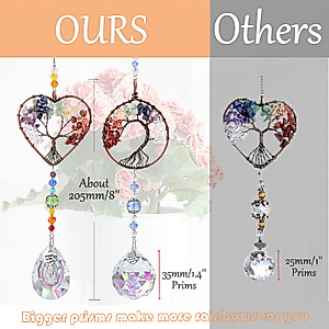 3pcs Crystal Suncatchers for Windows Hanging Tree of Life Sun Catchers Decor with Prisms for Home Indoor Outdoor Car Making Rainbows