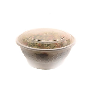 EcoQuality Meal Prep Containers [300 Pack] White Round Bowls with Lids, Food Storage Bento Box, Microwavable,Premium,Stir Fry | Lunch Boxes | BPA Free | Freezer/Dishwasher Safe | Disposable (40 oz)