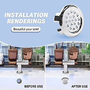 MroMax 6Pcs Sink Basin Trim Overflow Cover Plastic Kitchen Sink Cap Round Mesh Shape Insert in Hole Cover Remplacement for Bathroom Vessel Kitchen Basin Vanity Sink Silver