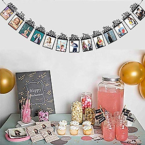 Grad Photo Banner, 1st - 12th Grade Banner Congrats Graduate - 2022 Grad Photo Props Decorations Party Supplies for Grad Party Bunting Black