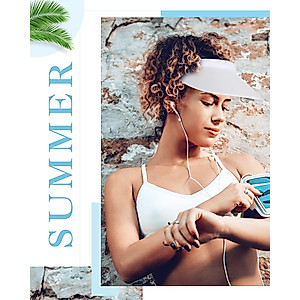 3 Pcs Sports Sun Visor Hat Cloth Covered Slip on Visor Cotton Womens Visor Cap Golf and Tennis Visor for Women Men Sun Visor (Black, White, Navy Blue)